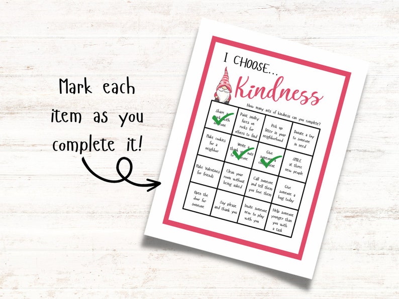 Random Acts of Kindness Activity, Be Kind Bucket List, Be Kind Mark off ...