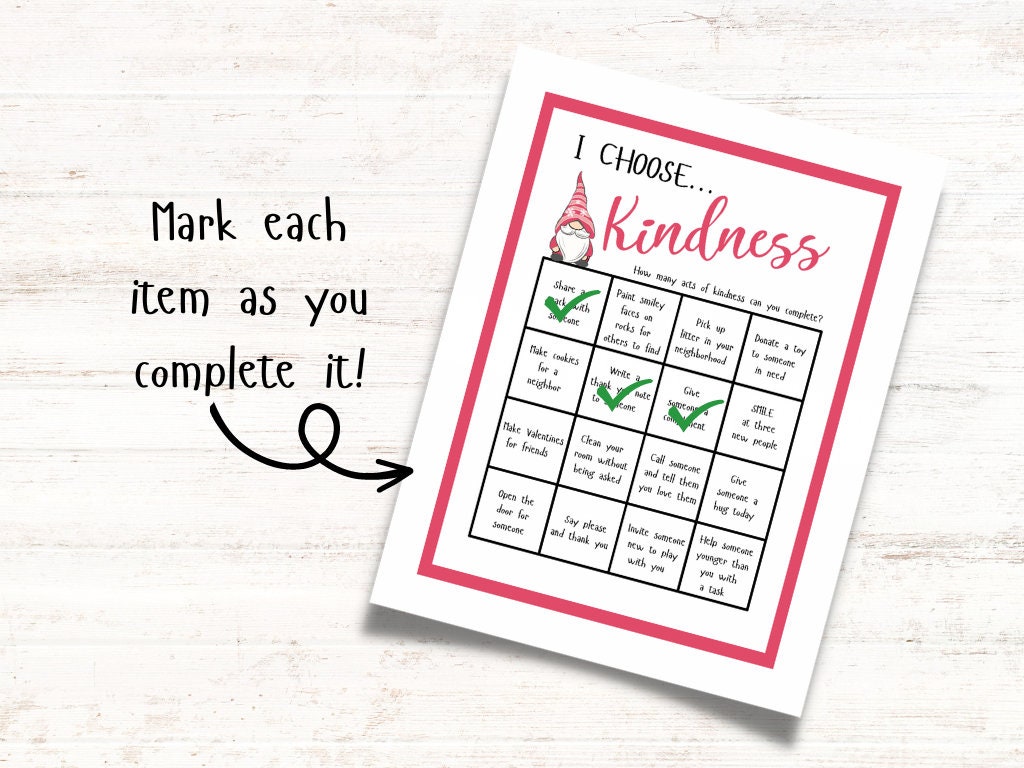 Random Acts of Kindness Activity, Be Kind Bucket List, Be Kind Mark off ...