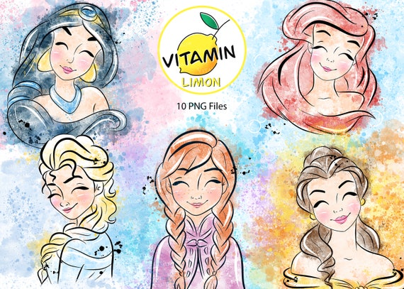 Watercolor Princess Clipart Princess Watercolor Clipart - Etsy