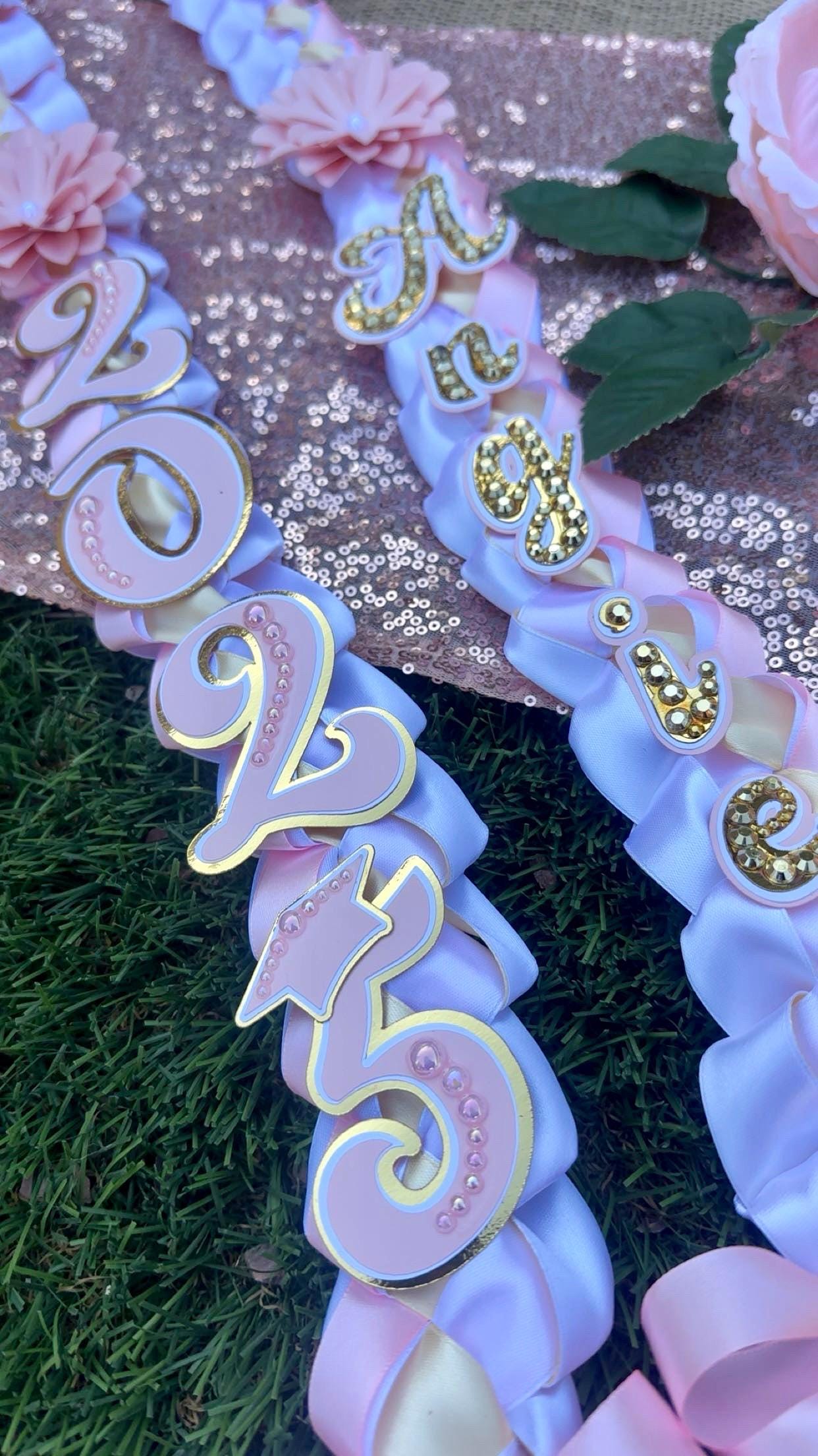 Pink,white and Cream Graduation Lei - Etsy