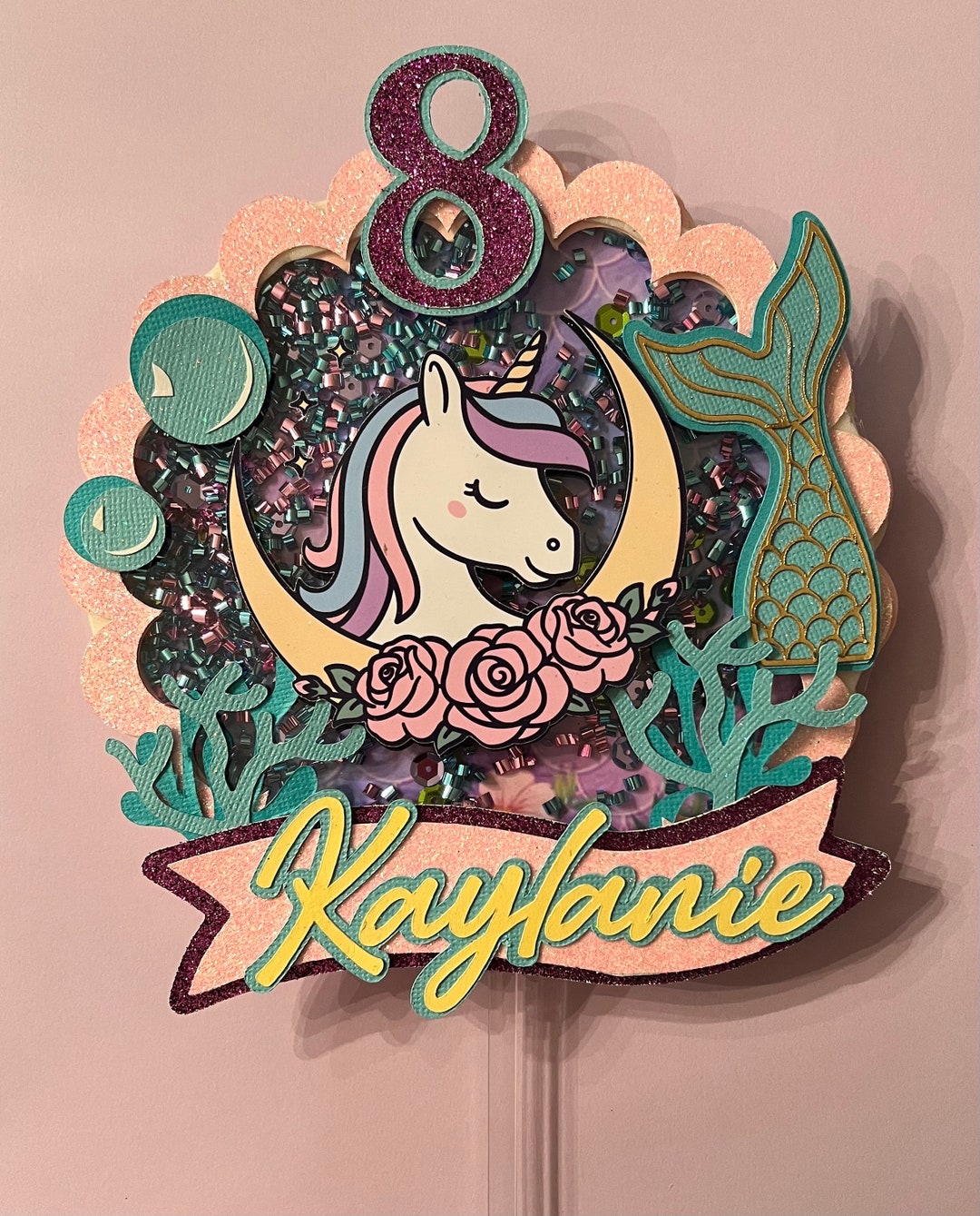 Unicorn/mermaid 3D Cake Topper W/lights - Etsy