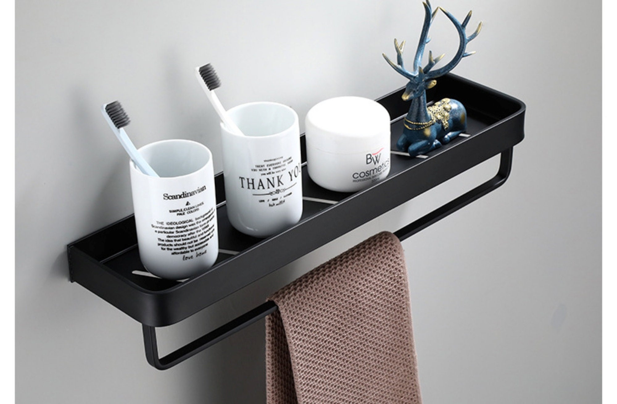 Bathroom Aluminum Shelf Rack Bathroom Towel Holder Black - Etsy UK