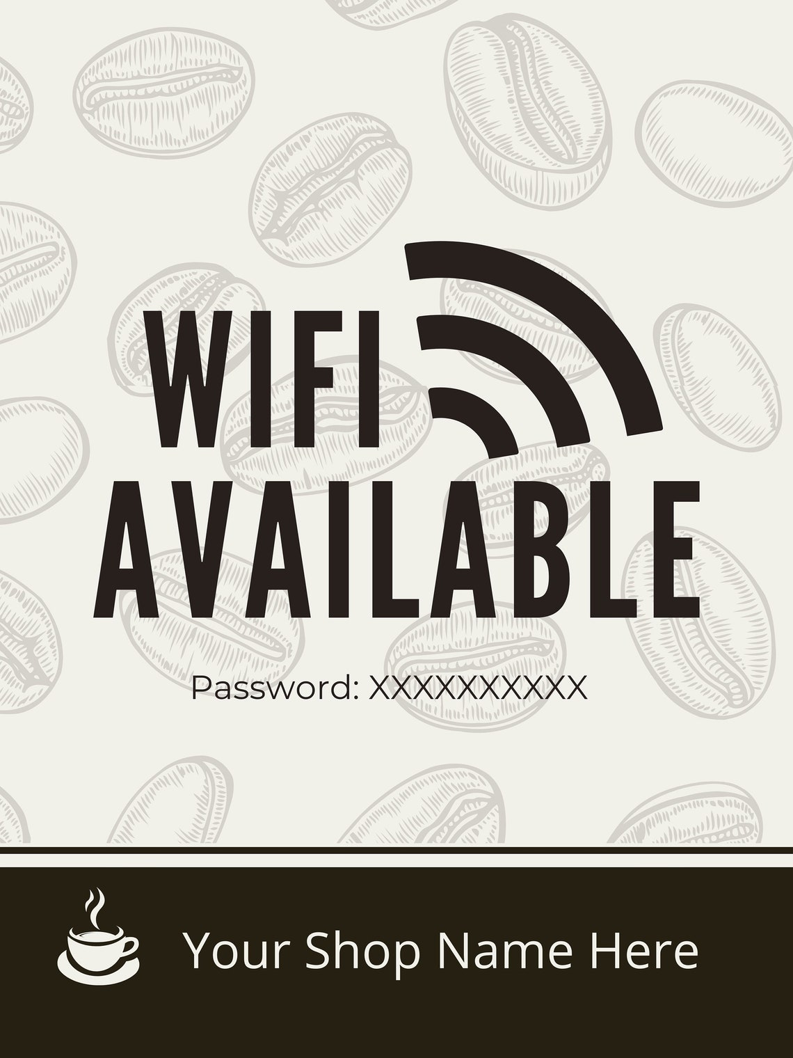 Coffee Shop Wifi Sign- Download - Personalized - Etsy