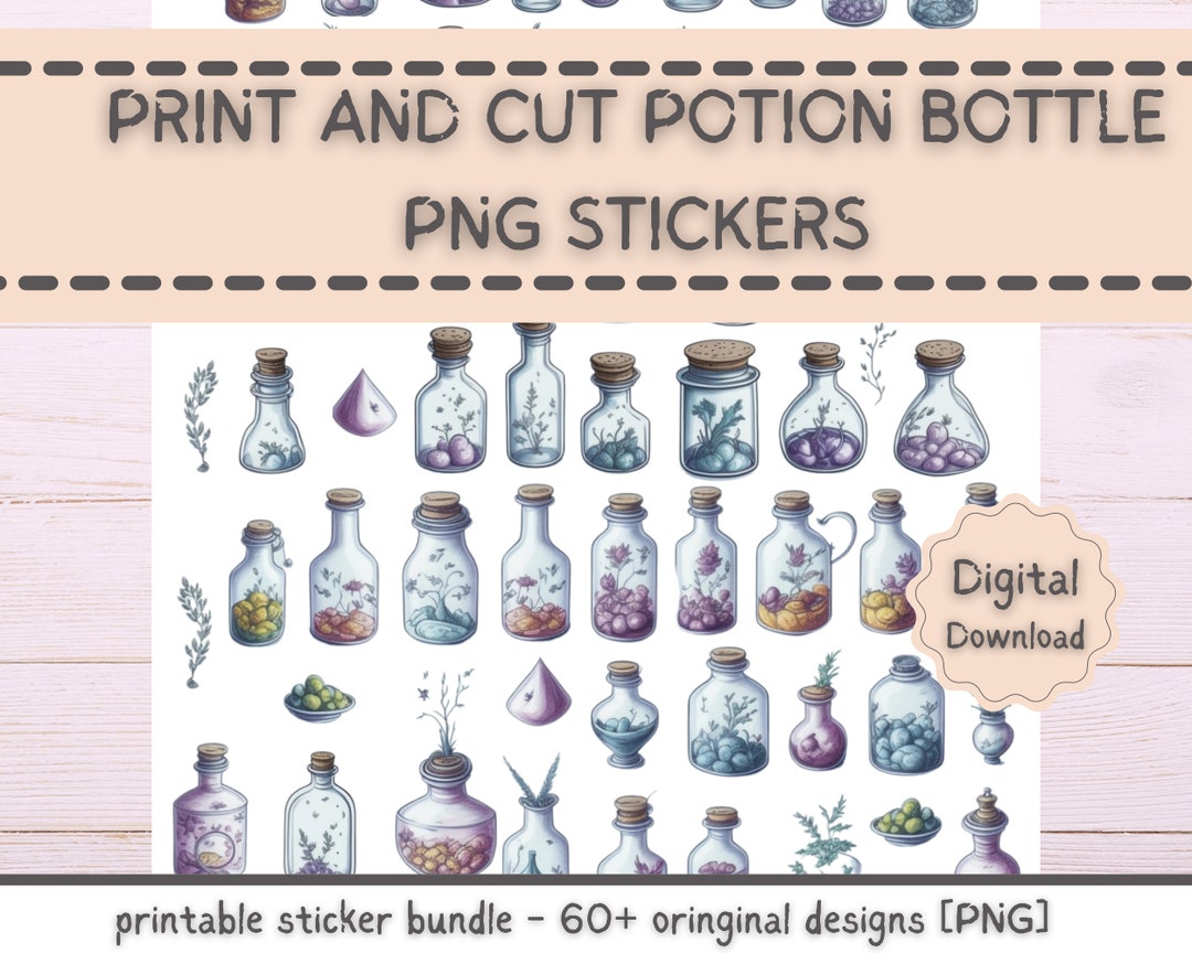 Potion Bottle Clipart Digital Stickers Cute PNG Halloween Graphics for ...