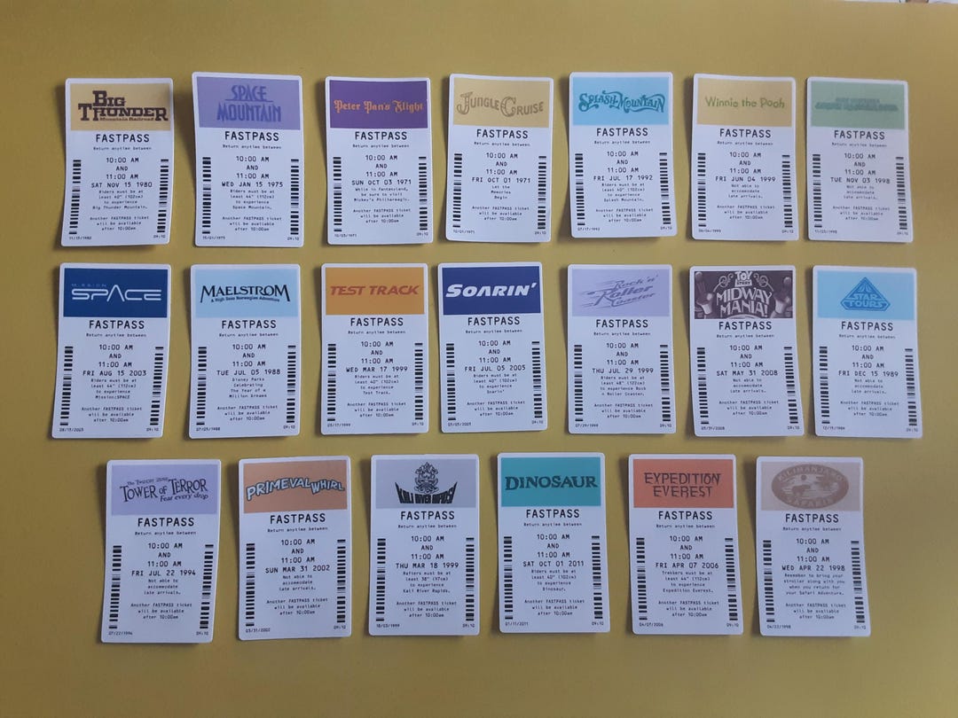 Walt Disney World Attractions Paper Fastpass Inspired Handmade Stickers ...