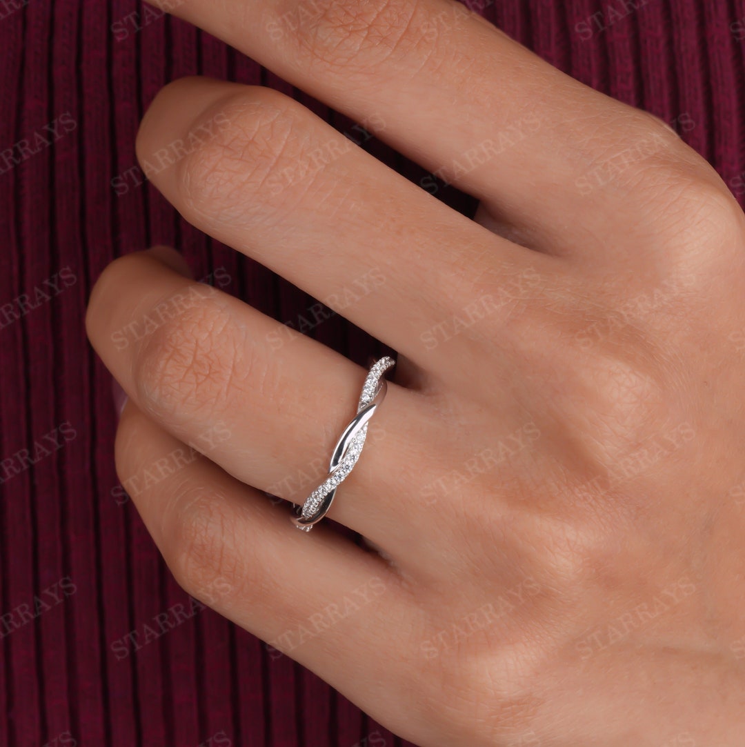 Full Eternity Band Twisted Rope Wedding Band Women 14K Gold - Etsy