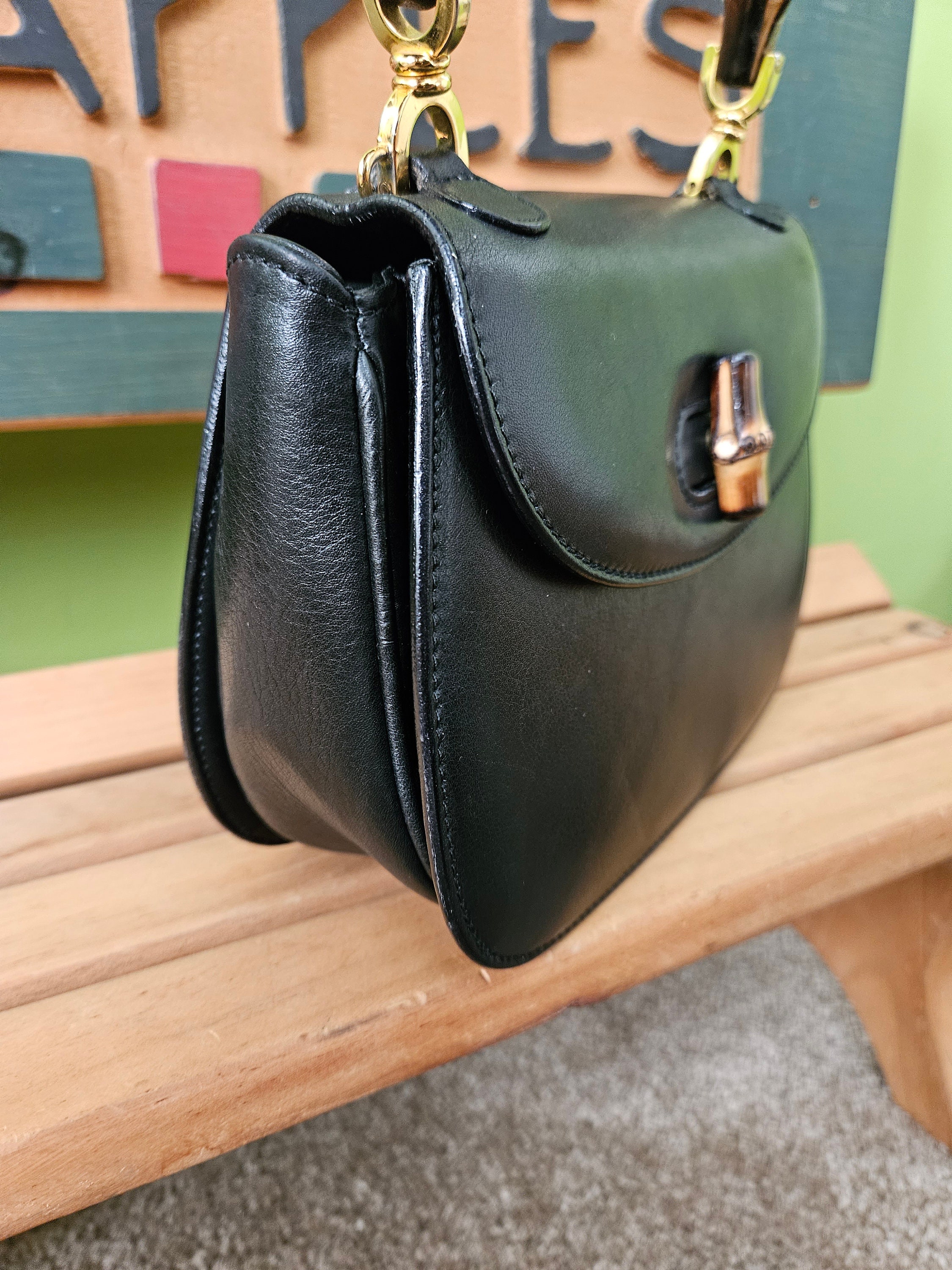 RARE Vintage Siso Leather Small Bamboo Handle Purse Made in - Etsy