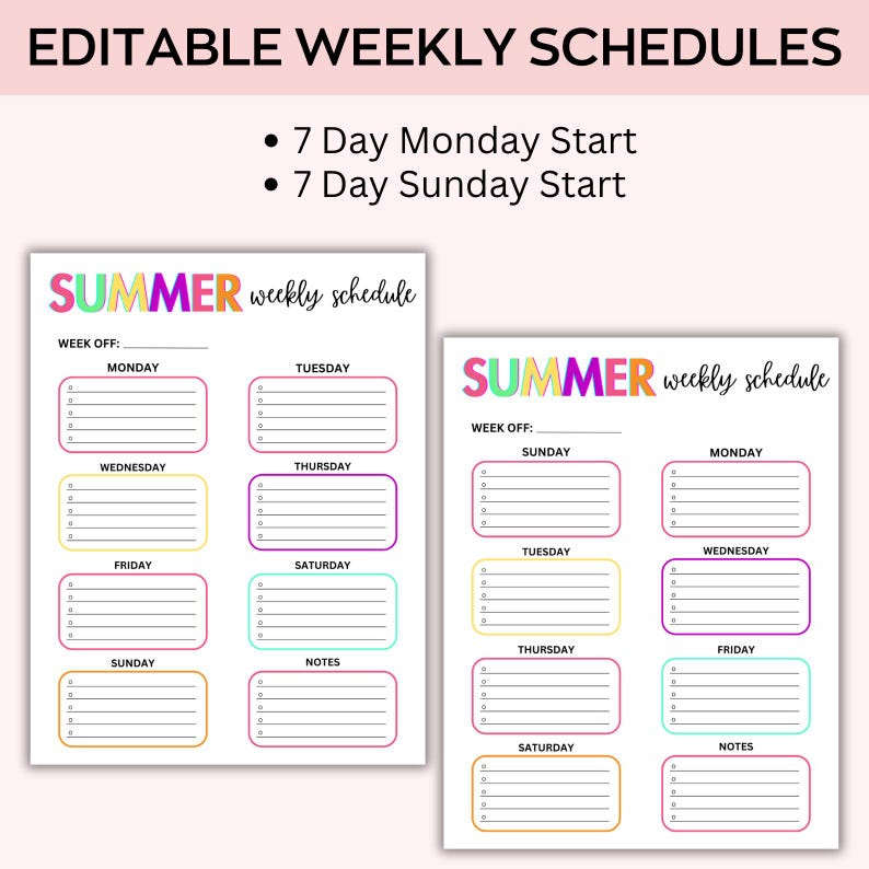 2024 SUMMER Editable Planner Bundle - Calendar, Checklist, Reading List ...