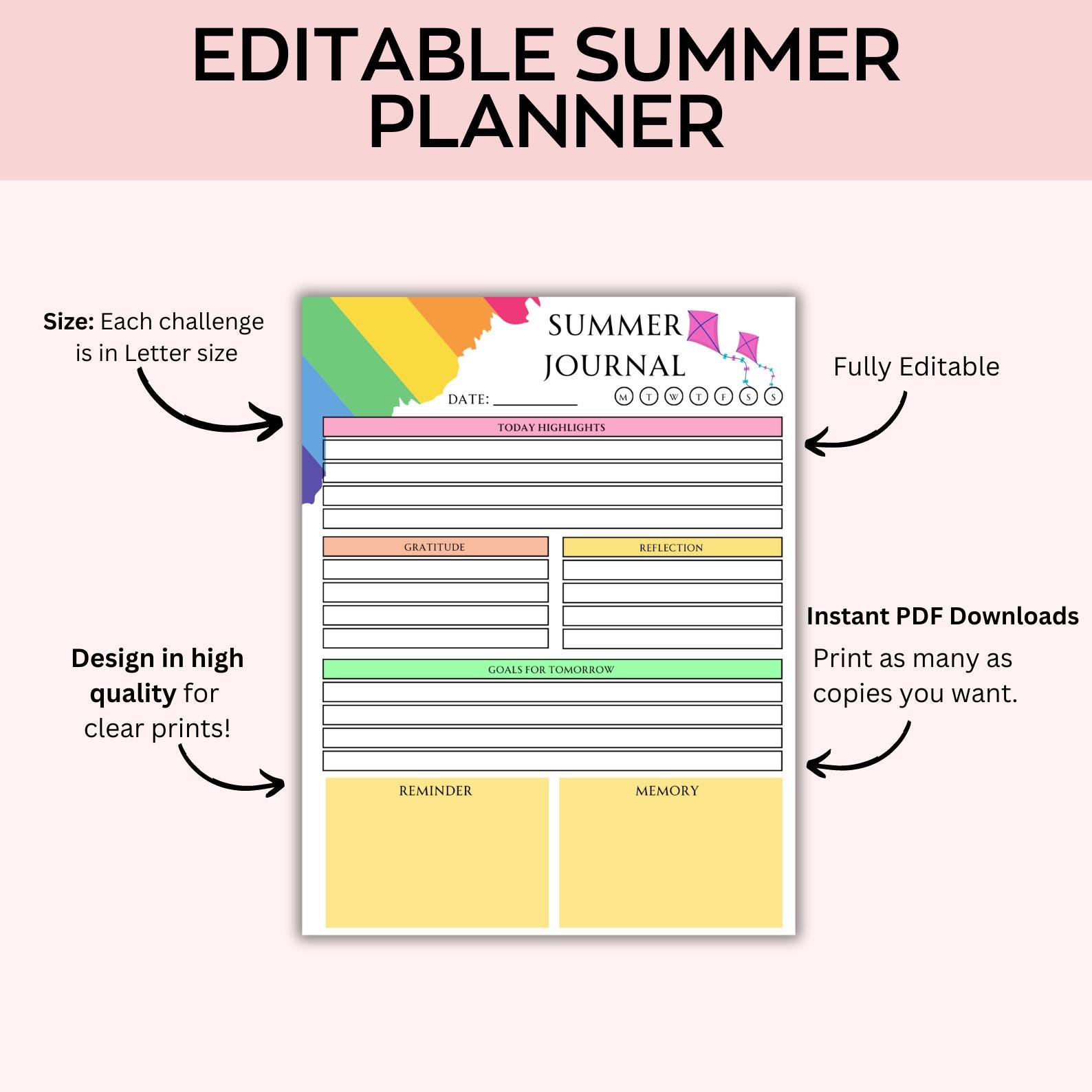 2024 Editable Kids Summer Planner, Summer Kid Bucket List Checklist ...