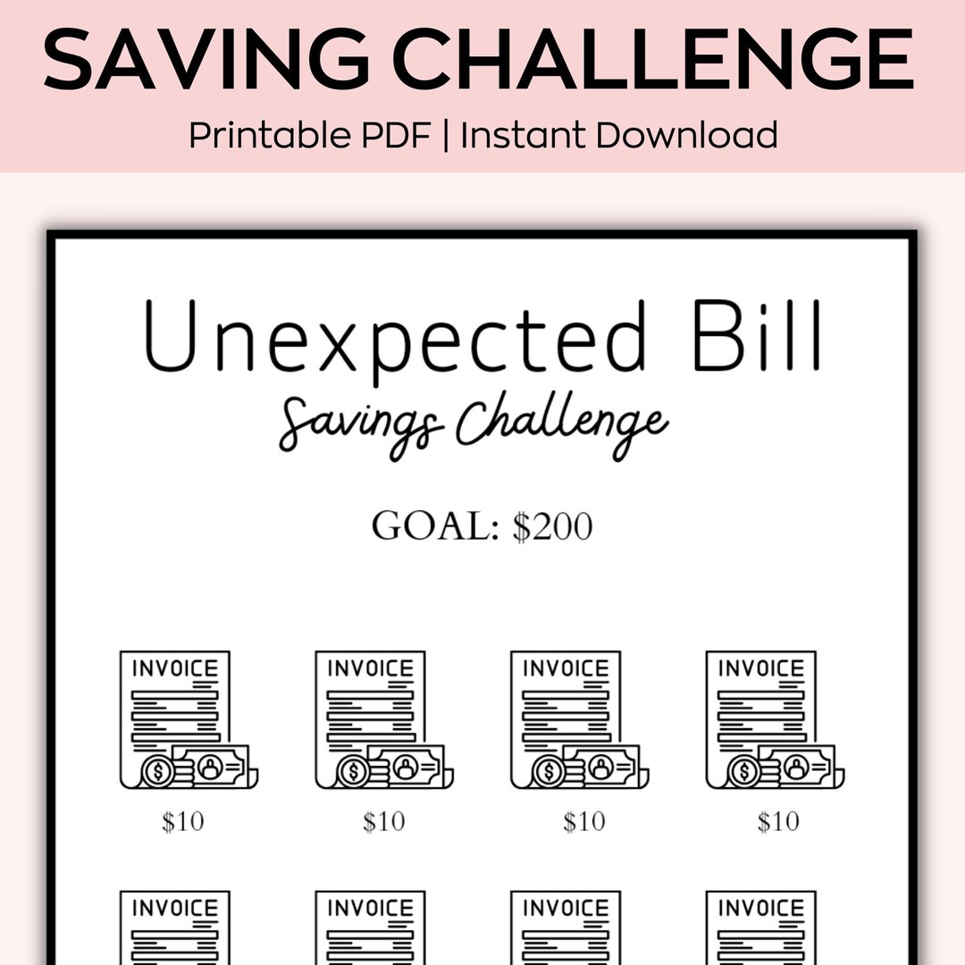 A6 Unexpected Bill Savings Challenge, Mini Saving Challenge, Save 200 ...