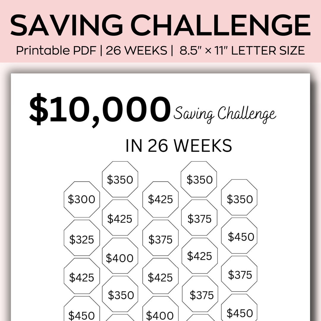 Floral Savings Challenges Printable, 26 Weeks Savings Challenge, 10K ...