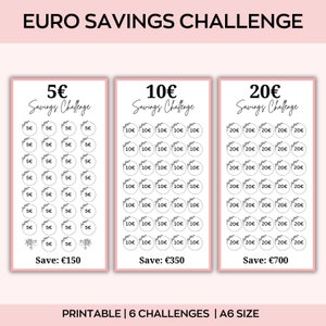 A6 Euro Savings Challenge Printable, Save 50 Cent ,low Income Savings ...