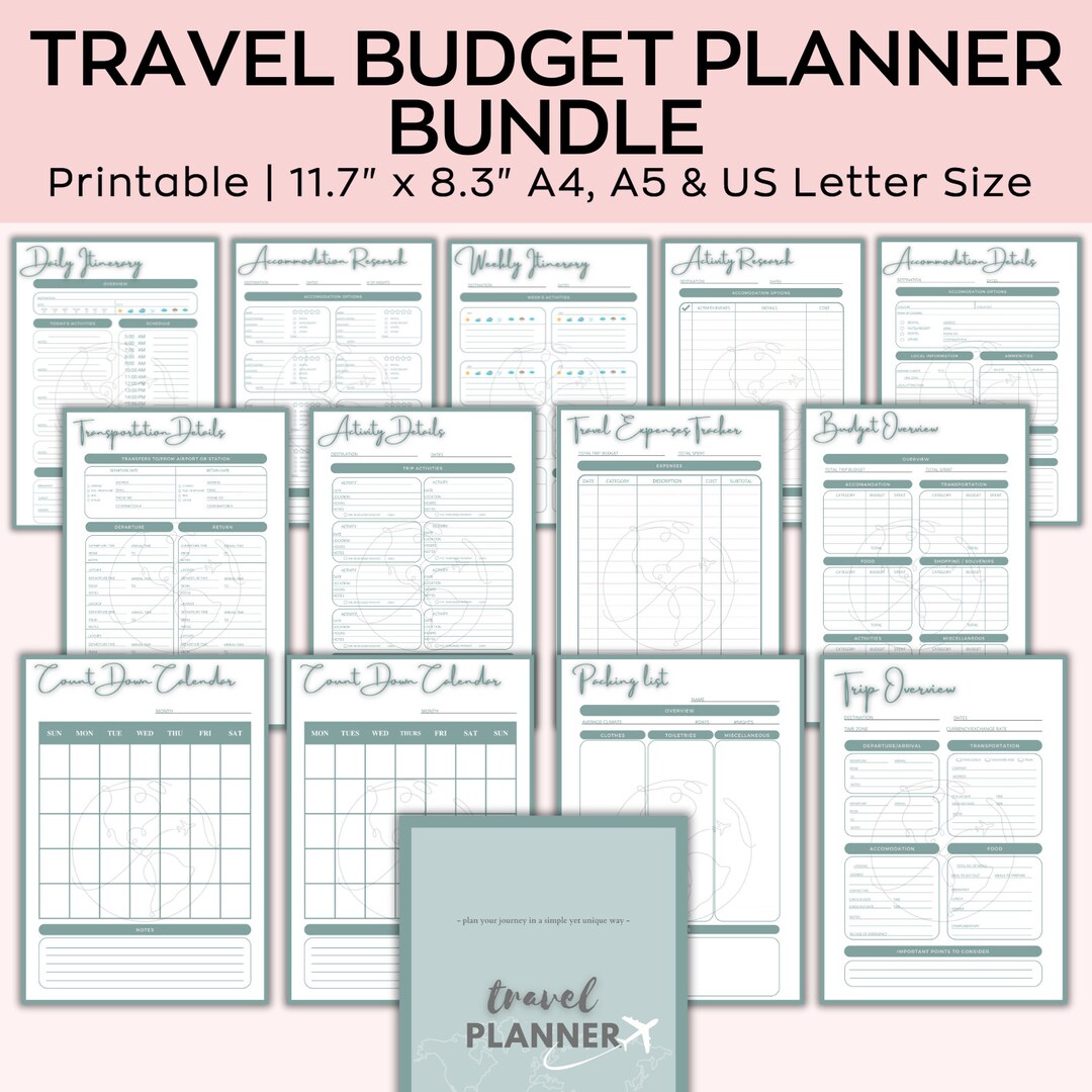 Printable Travel Planner, Printable Travel Itinerary, Printable Travel ...