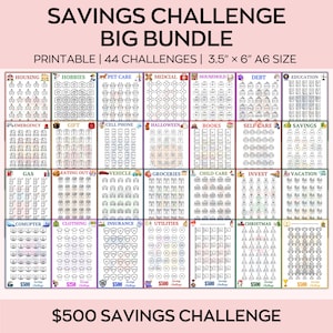 A6 Sized 500 USD Savings Challenge Big Bundle, Savings Challenge ...