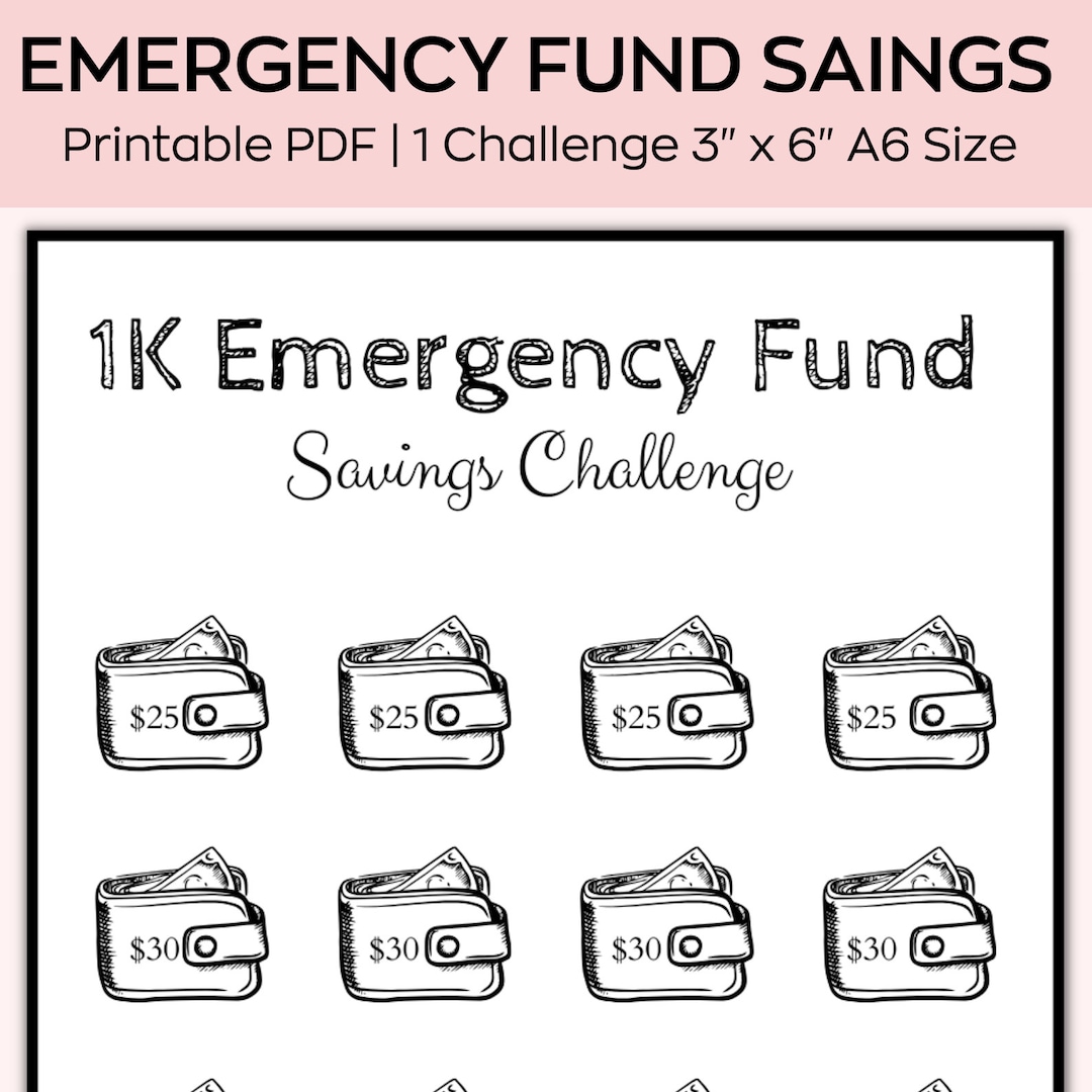 A6 1K Emergency Fund Savings Challenge, Mini Savings Challenge,save ...