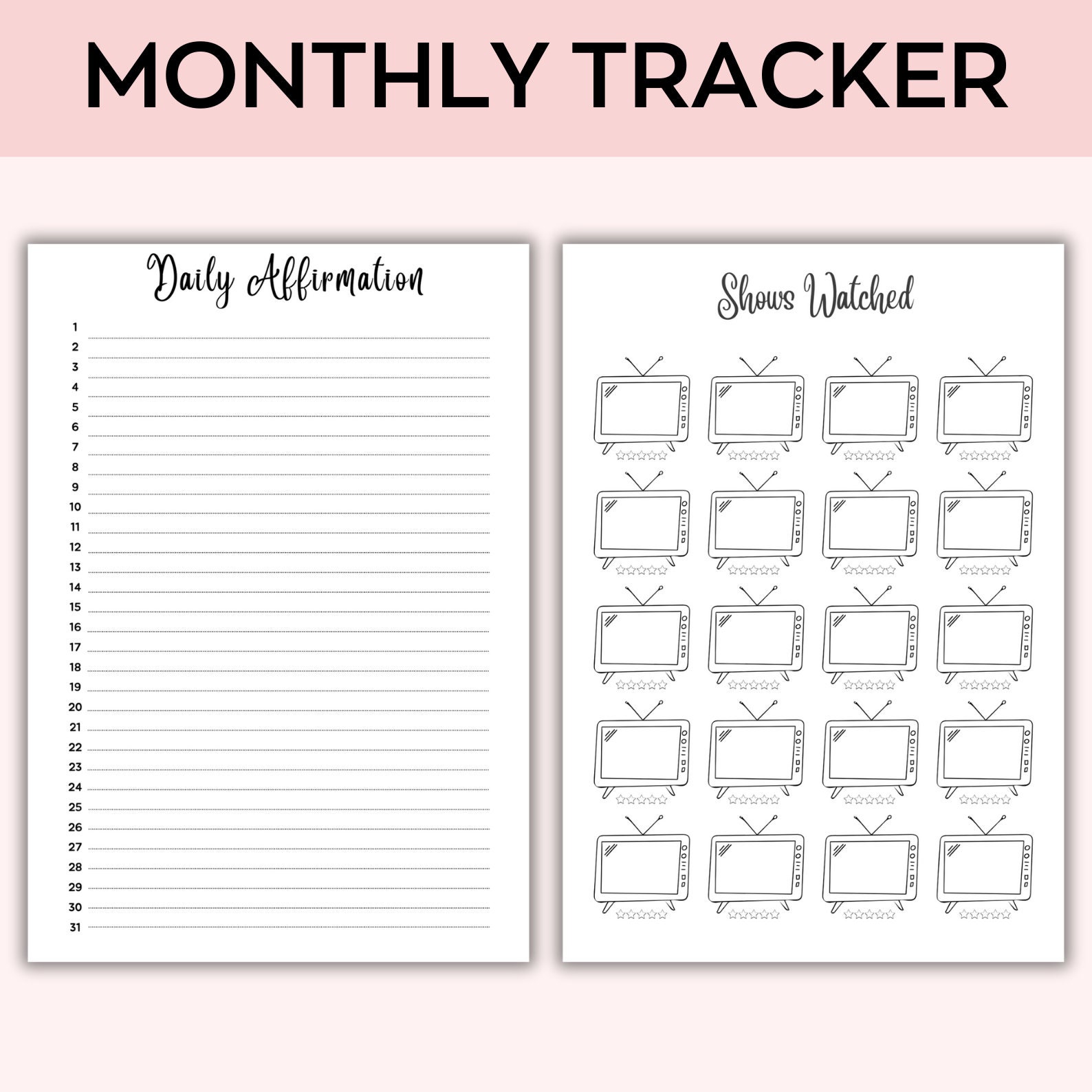 Monthly Tracker Bundle, A5 Printable Journal Pages, Everyday Habit ...