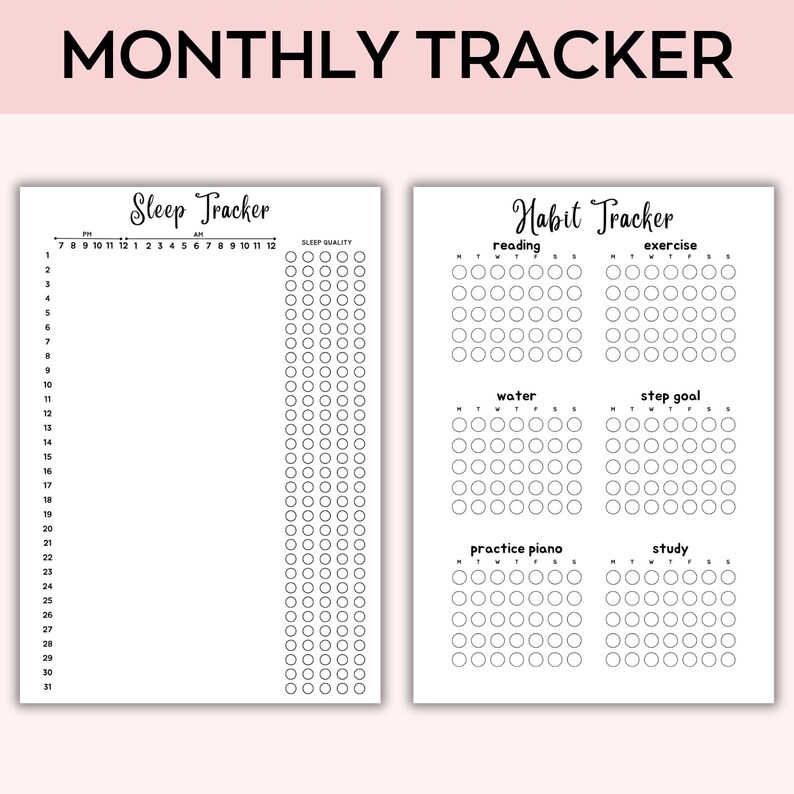 Monthly Tracker Bundle, A5 Printable Journal Pages, Everyday Habit ...