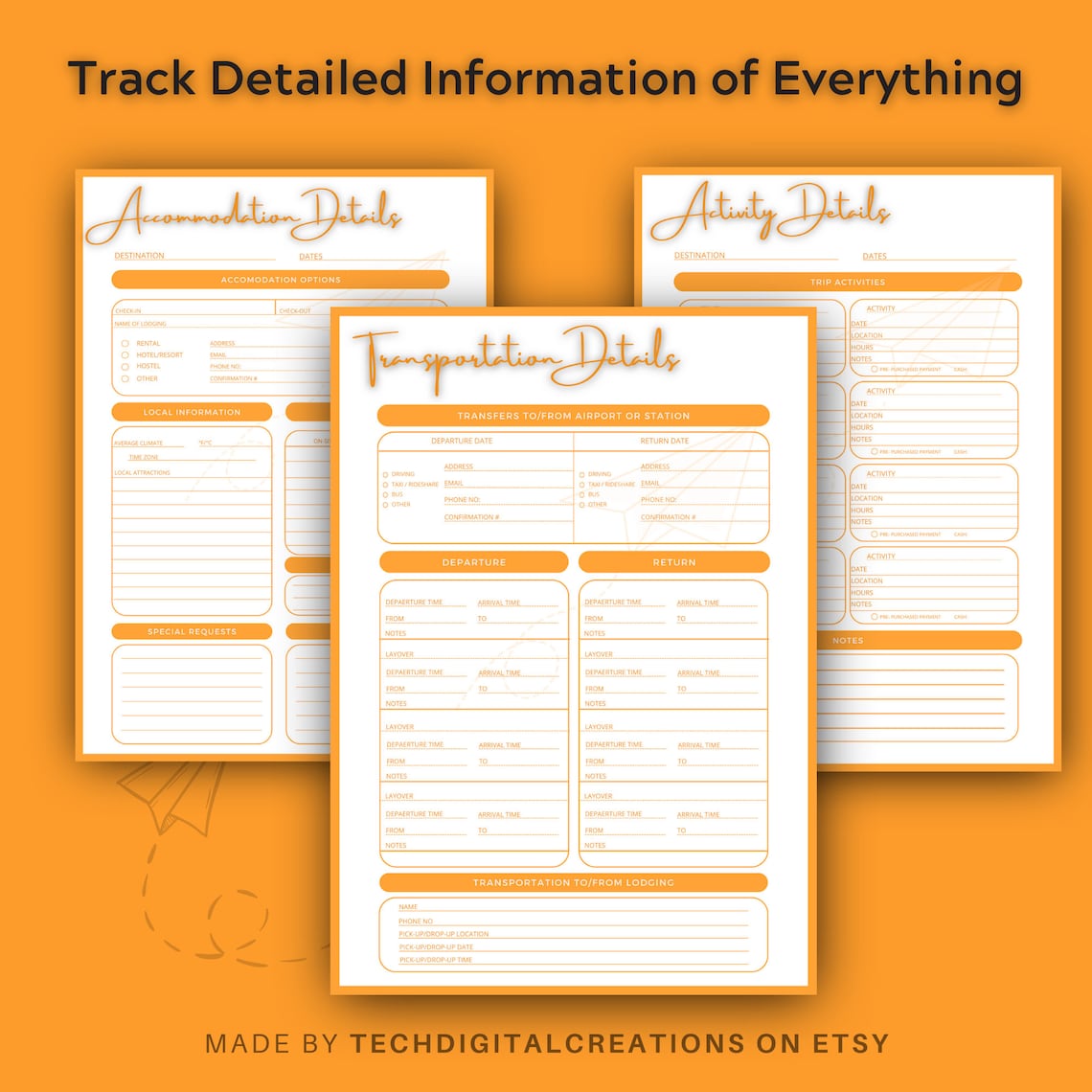 Printable Travel Itinerary Printable Travel Planner Travel - Etsy