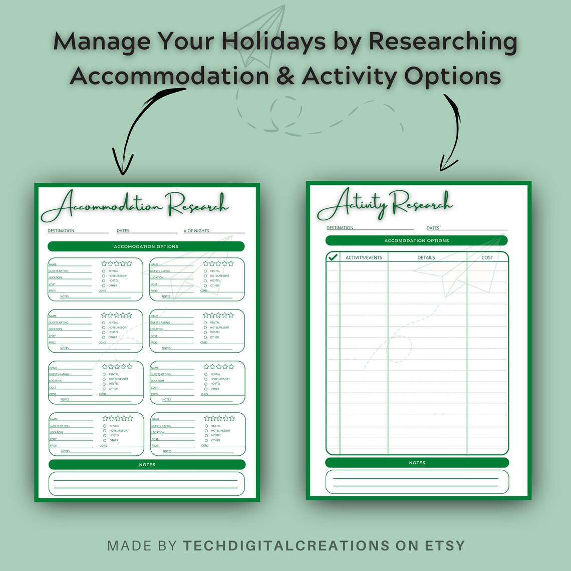 Printable Travel Itinerary Travel Plan Printable Printable - Etsy