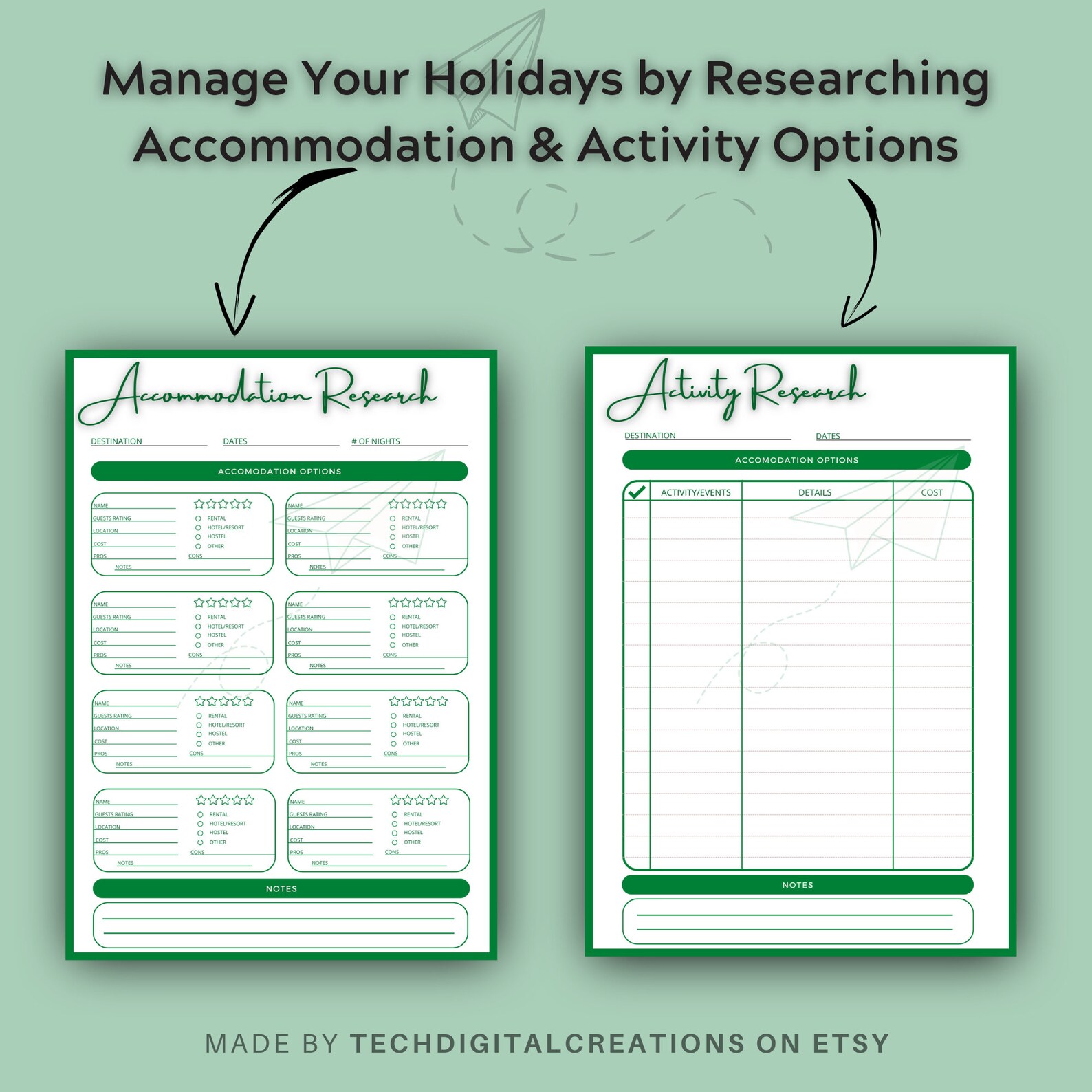 Printable Travel Itinerary Travel Plan Printable Printable - Etsy