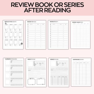 Reading Planner Bundle Printable, Monthly Reading Journal Minimal ...