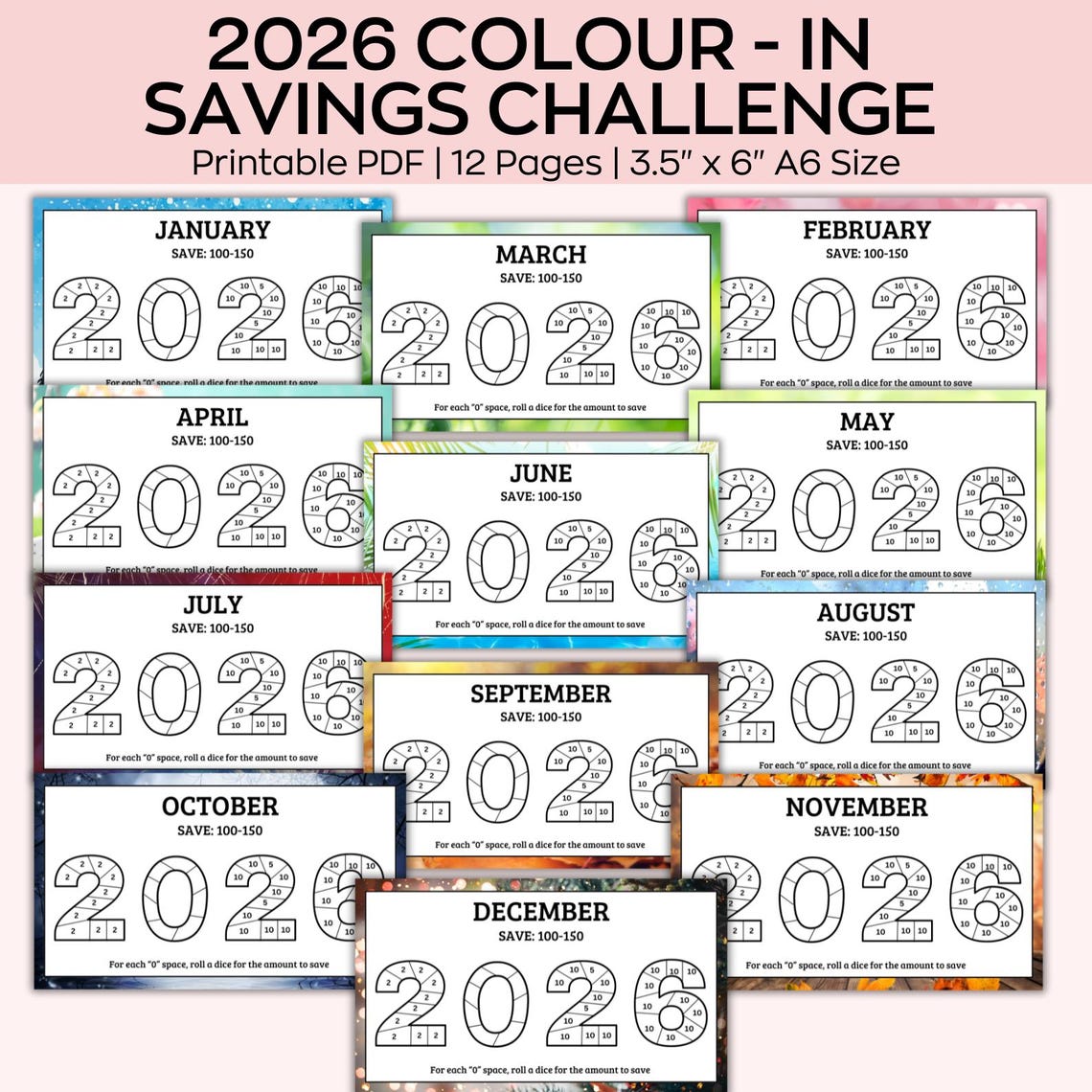 2026 Colour in Savings Challenge, Money Saving Challenge, Budget Binder ...