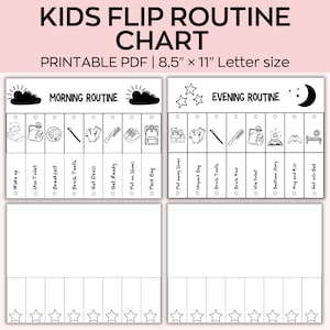 Kids Flip Routine Chart Editable Printable ,morning Flip Done ,evening ...