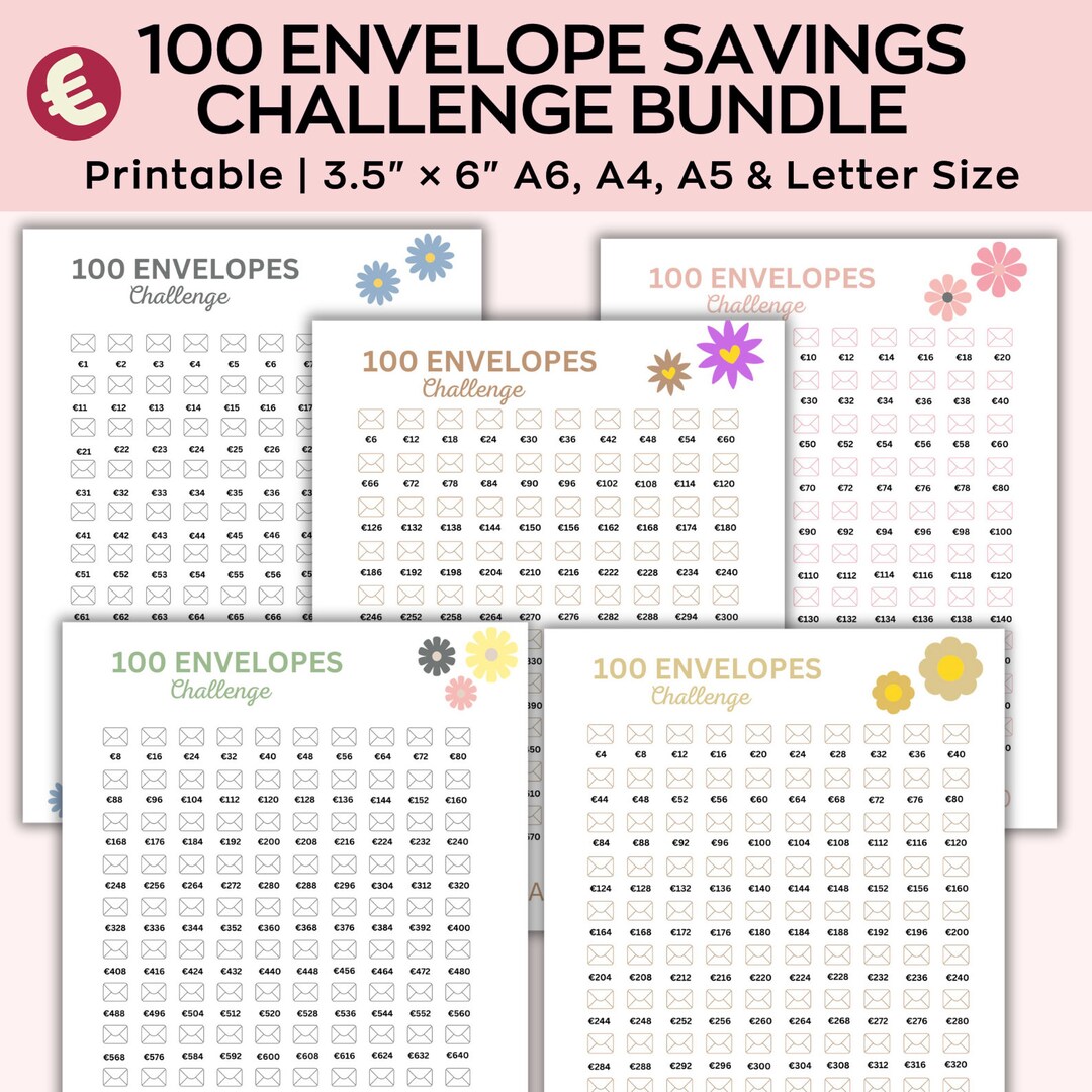 Euro 100 Envelope Saving Challenge,a6 Mini Saving Tracker,cash ...