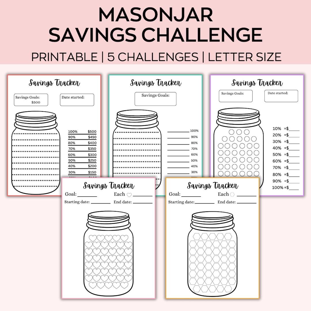 Jar Savings Tracker Printable, A6 Savings Tracker, Money Challenge ...