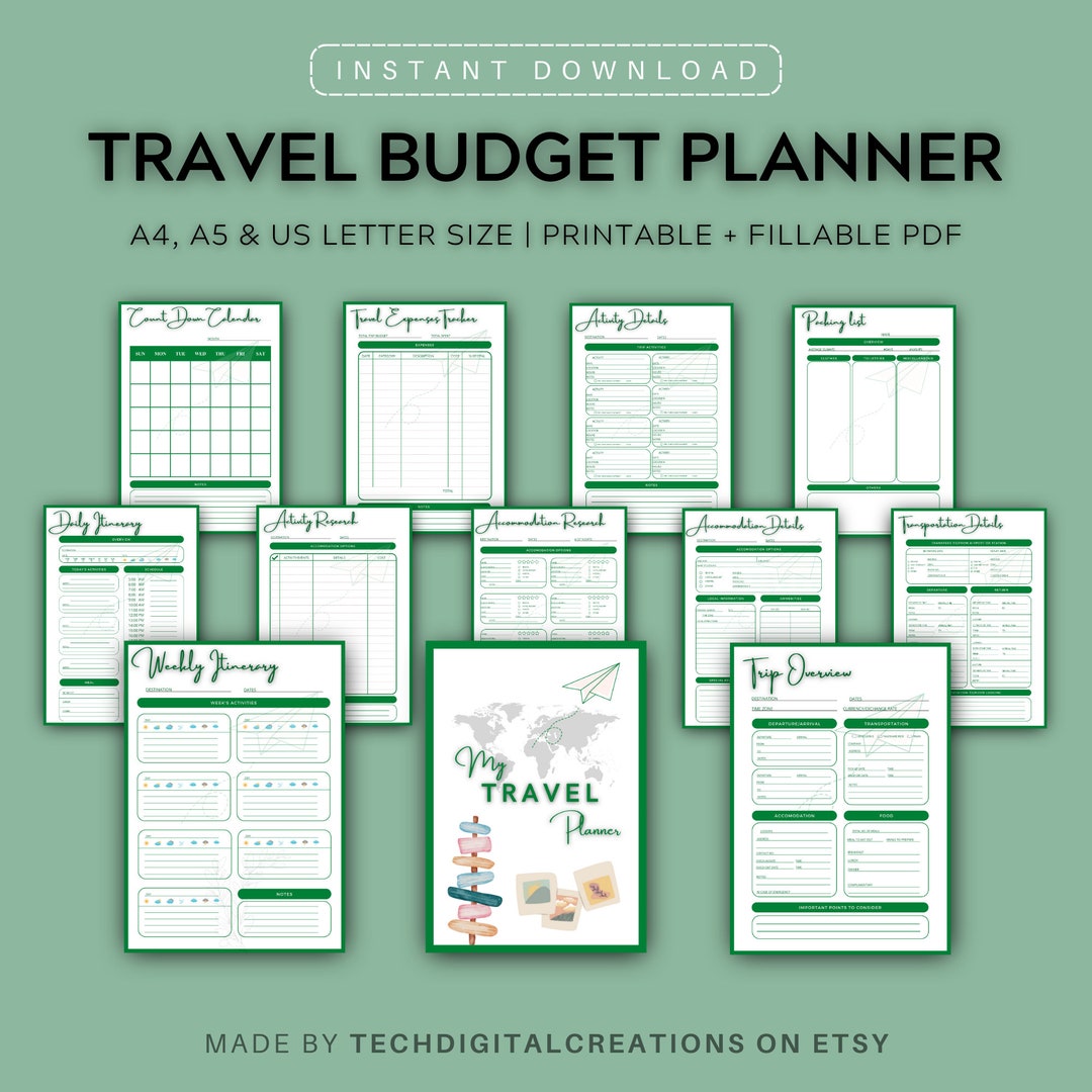 Printable Travel Itinerary, Travel Plan Printable, Printable Travel ...