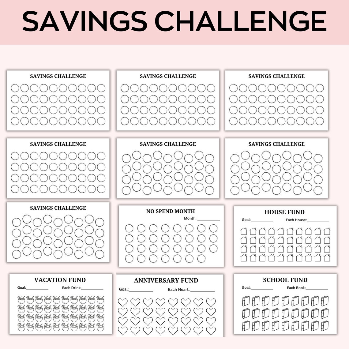 A6 Saving Challenges Mega Bundle, Customize Funds Savings Tracker ...