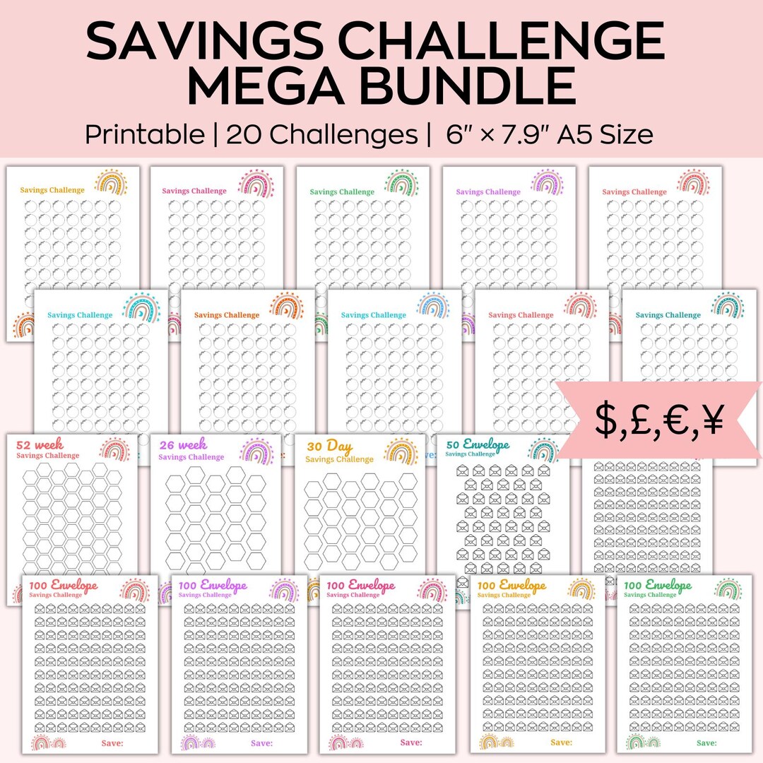 Boho Savings Challenge Printable, A6 Customize Saving Money Tracker ...