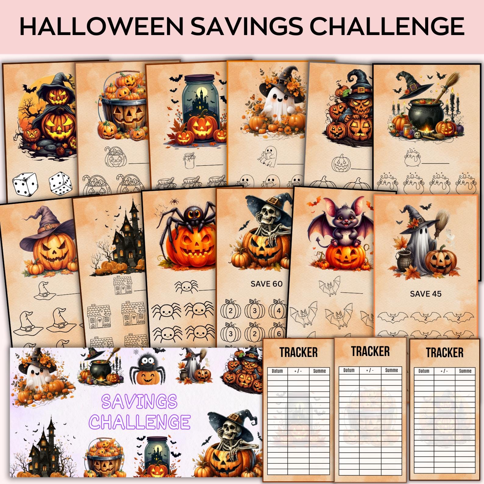 Halloween Savings Challenge Printable Mega Bundle, Spooky Saving ...