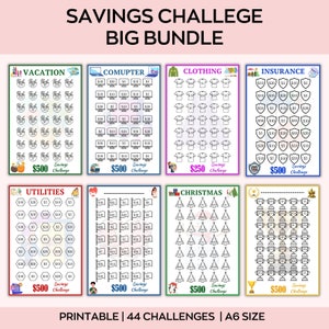 A6 Sized 500 USD Savings Challenge Big Bundle, Savings Challenge ...