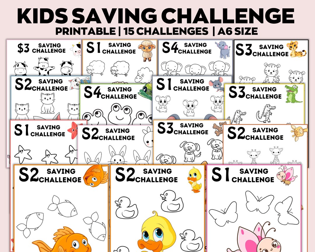 Kids Savings Challenge Printable, Mini Saving Challenge, Money Saving ...