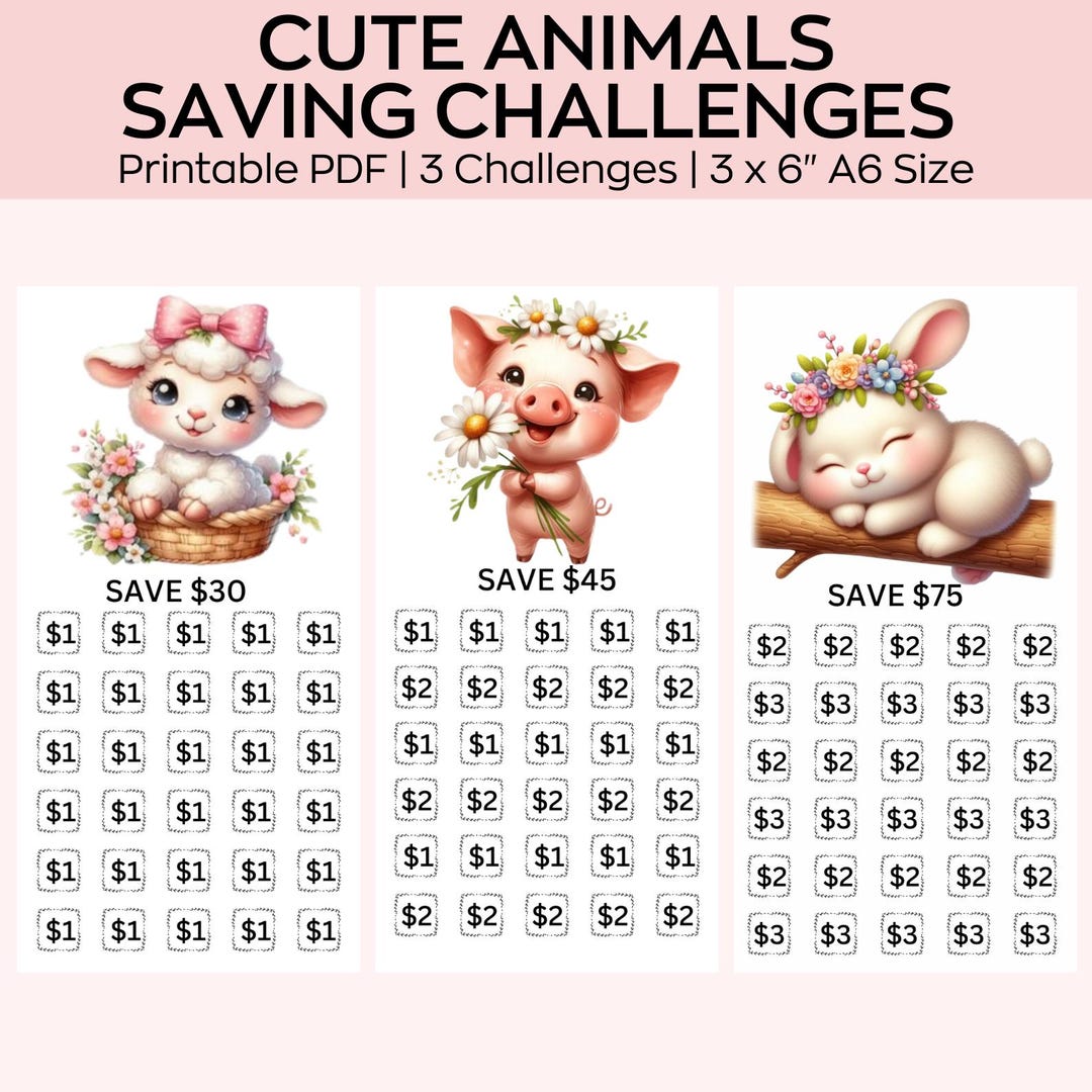 Mini Saving Challenges, Cute Animals Saving Challenges, Low Income ...
