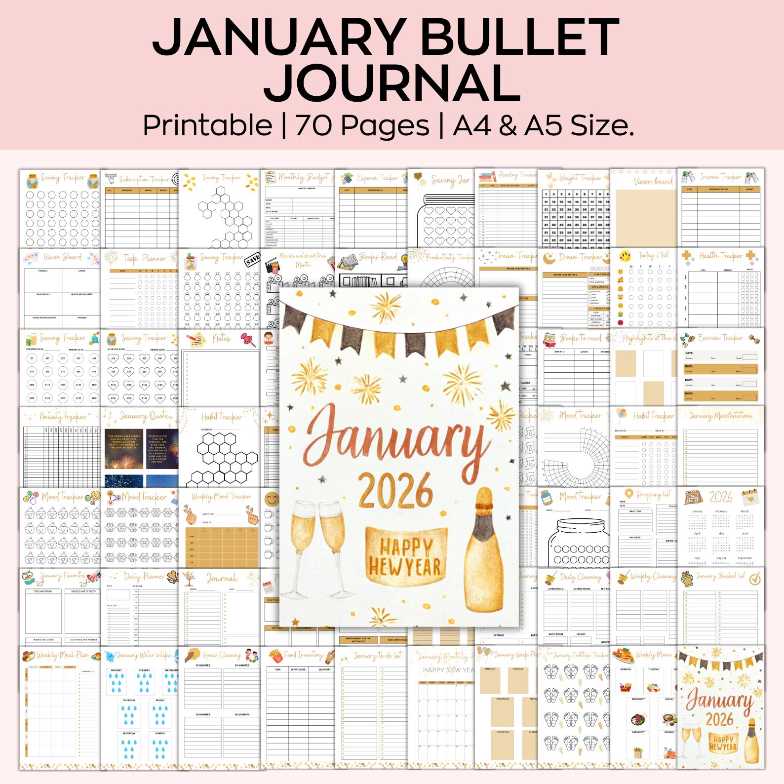 2026 January Bullet Journal, Mood Trackers, Reading Planner, Habit ...