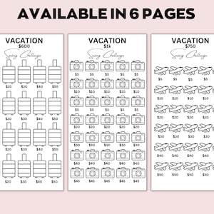 Vacation Savings Challenge Bundle, Savings Challenge Trackers, Savings ...