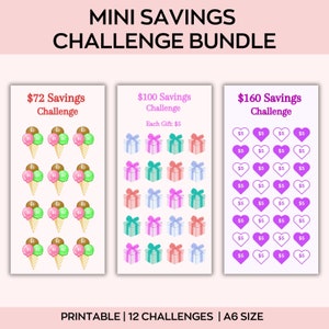 12 Mini Savings Challenge Bundle, A6 Savings Tracker Printable, Money ...