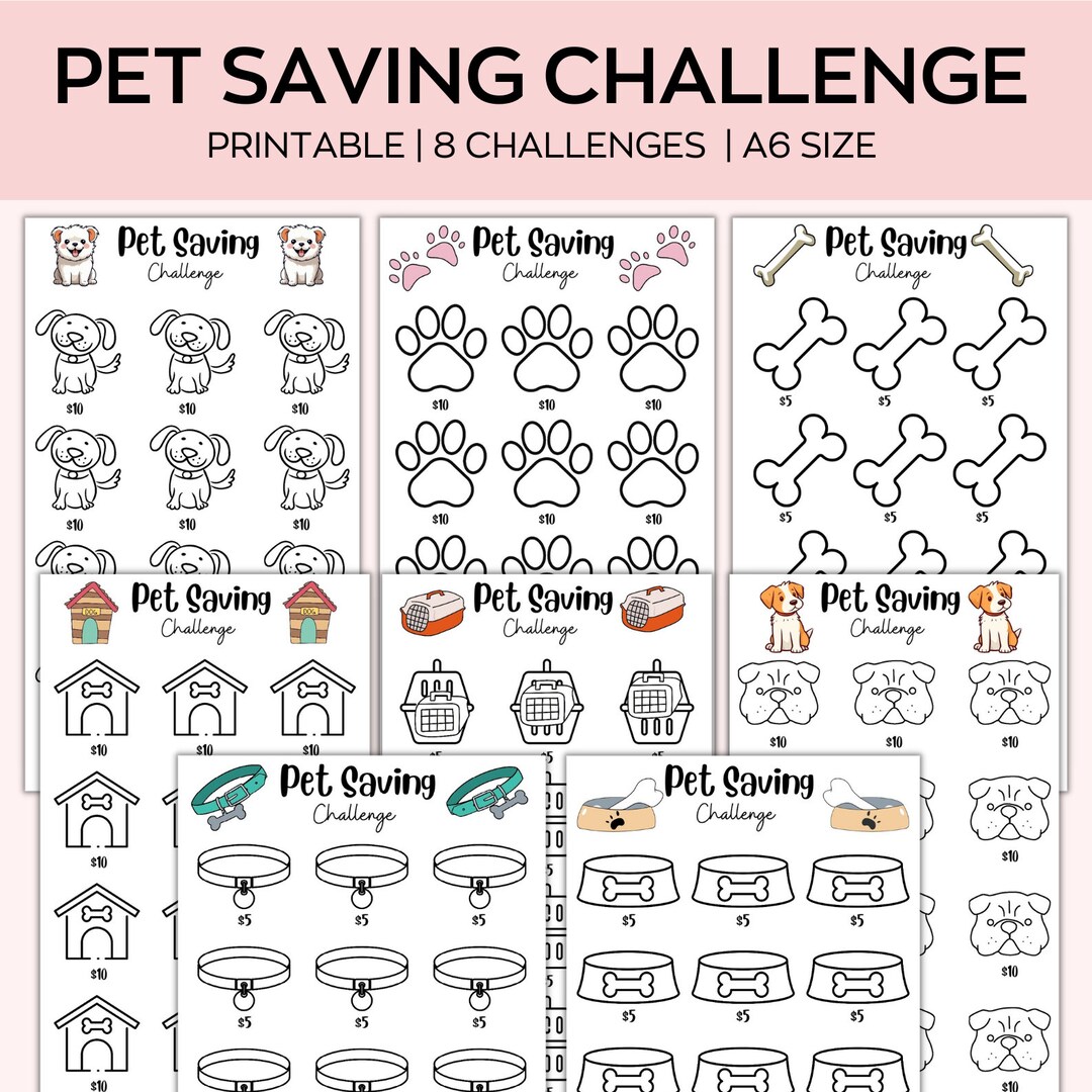 A6 Pets Saving Challenge, Cash Envelopes, Mini Pet Fund Savings ...