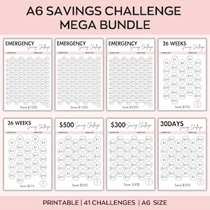 A6 Savings Challenge Printable, Savings Challenge Bundle, 1000 Savings ...
