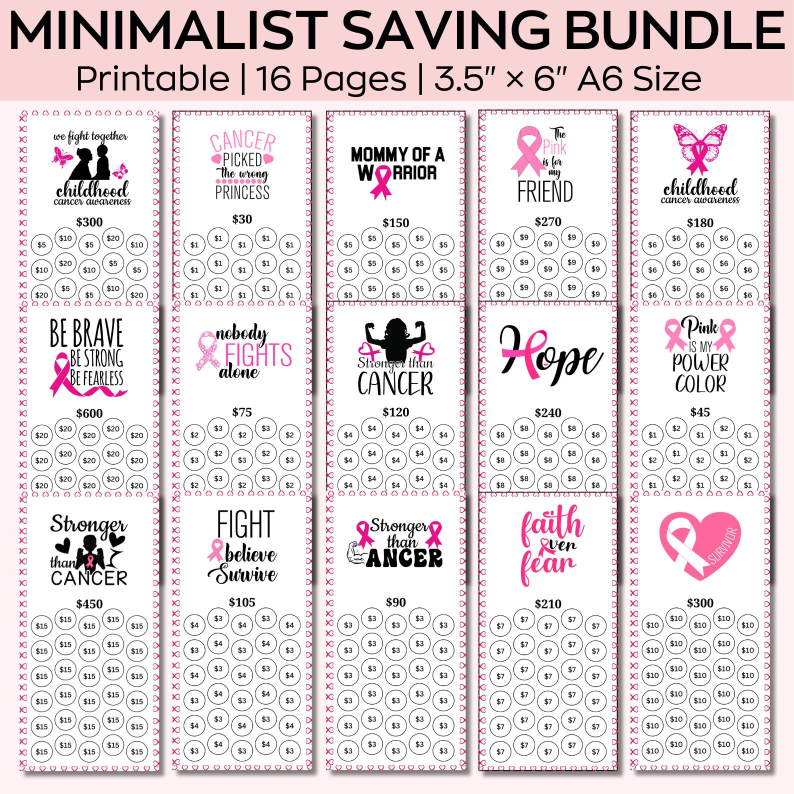 A6 Savings Challenge Printable, Breast Cancer Saving Money Tracker ...