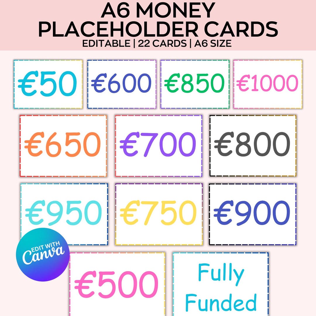 Cash Placeholders for Savings Bundle, Budget Binder Cash Envelope ...