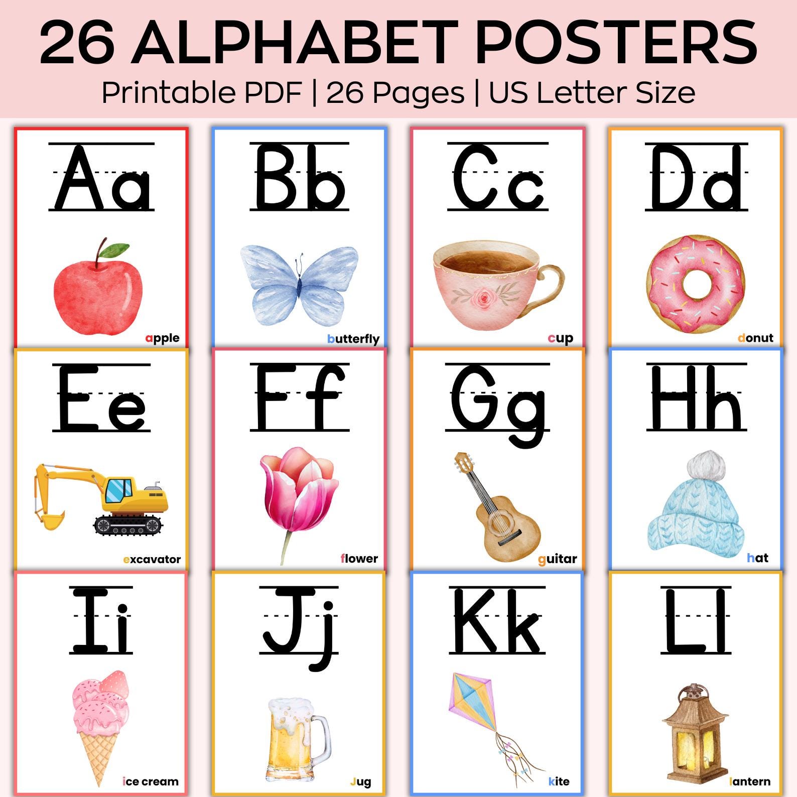 Carteles del alfabeto para la decoración del aula, tarjetas didácticas ...