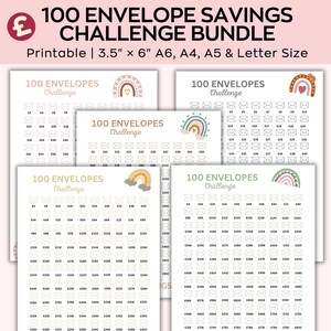 Pounds 100 Envelope Saving Challenge,a6 Boho Saving Tracker,cash ...