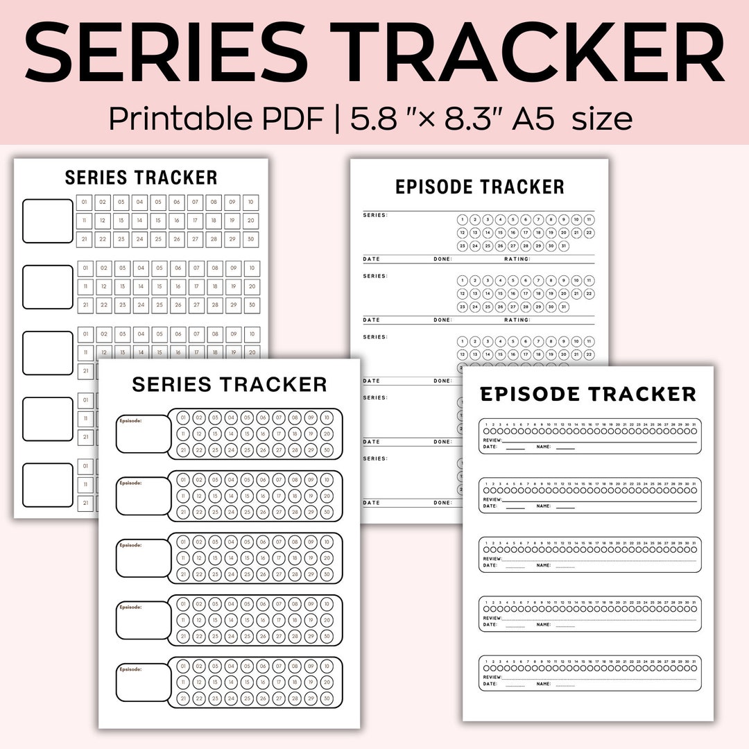 Series Tracker, A5 Journal Page Printable, Episode Tracker, Monthly ...