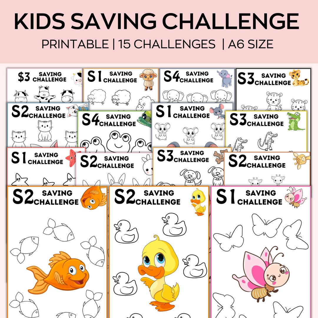 Kids Savings Challenge Printable, Mini Saving Challenge, Money Saving ...