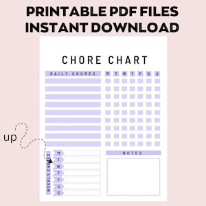 Weekly Chore Chart Printable, A4 Daily Responsibility Chart for Kids ...