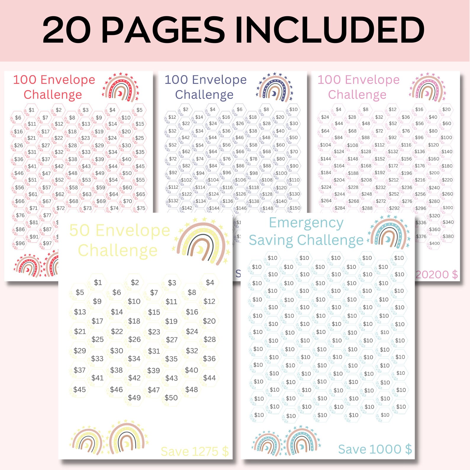 A6 Savings Challenge Printable, Boho Saving Money Tracker Bundle ...