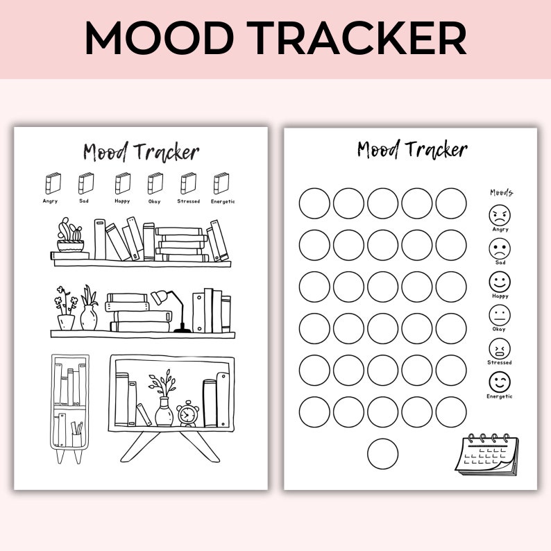 Monthly Mood Trackers Bundle, A5 Printable Journal Pages, Feelings ...